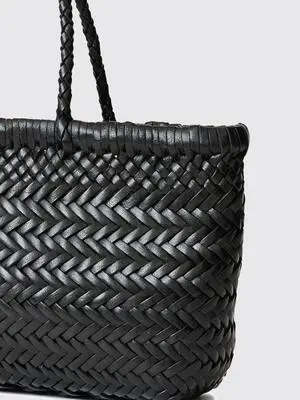 Dragon Diffusion Mini Flat Gora Woven Leather Bag - Black