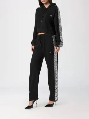 Philipp Plein Embellished Cotton Cropped Hoodie