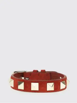 Valentino Garavani Rockstud Suede Leather Bracelet With Studs - Red