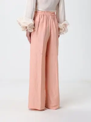 HANITA Linen Blend Palazzo Trousers - Pink