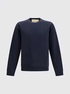 Valentino Garavani Crewneck Cotton Sweatshirt With Long Sleeves - Navy