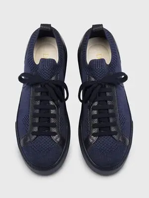 DOUCAL'S Technical Crochet Fabric And Leather Sneakers - Blue