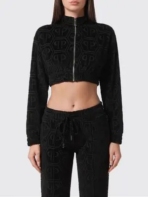 Philipp Plein Cotton Blend Cropped Sweatshirt - Black