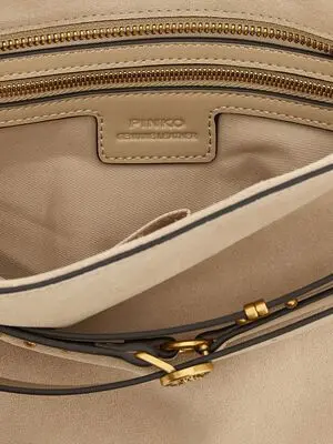 Pinko Suede Bag With Micro Studs - Beige