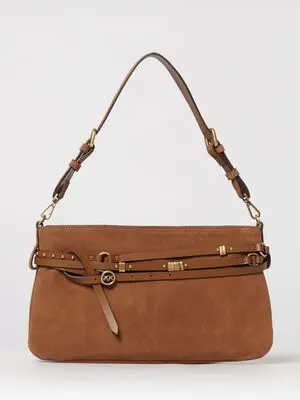Pinko Suede Bag With Micro Studs - Brown