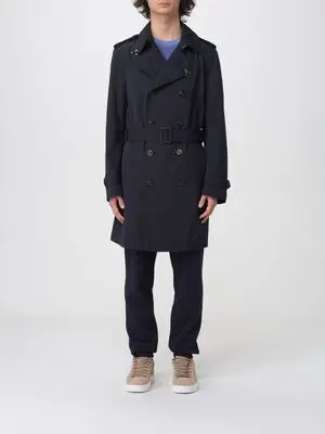 FAY Double-breasted Cotton Blend Trench Coat - Blue