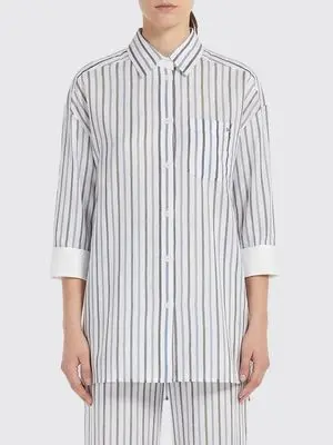 SEMICOUTURE Gracia Striped Cotton And Silk Shirt - Blue