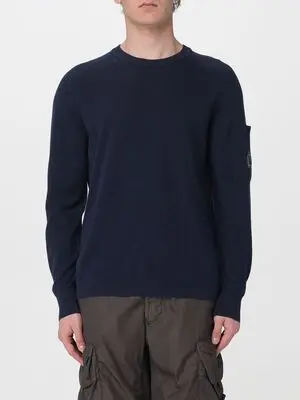 C.P. COMPANY Cotton Crewneck Pullover With Pocket Detail - Blue
