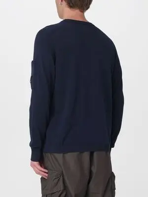 C.P. COMPANY Cotton Crewneck Pullover With Pocket Detail - Blue