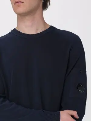 C.P. COMPANY Cotton Crewneck Pullover With Pocket Detail - Blue