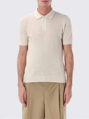 ROBERTO COLLINA Knitted Cotton Polo Shirt - Beige