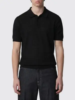 ROBERTO COLLINA Knitted Cotton Polo Shirt - Black