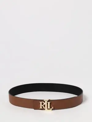 Ralph Lauren Leather Belt With Gold Tone Logo Buckle