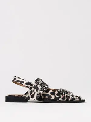 GANNI Ballet Flats With Buckle Detailing - Brown