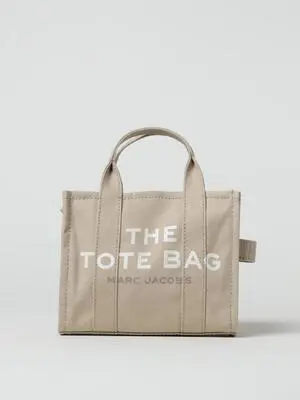 Marc Jacobs The Small Tote Bag In Cotton With Contrast Logo - Beige