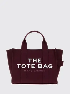 Marc Jacobs The Small Tote Bag In Cotton With Contrast Logo - Plum