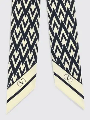 Valentino Garavani All-over Monogram Logo Print Silk Bandeau Scarf - Ivory