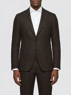Tagliatore Single-breasted Linen And Cotton Blend Blazer - Brown