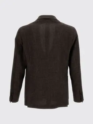 Tagliatore Single-breasted Linen And Cotton Blend Blazer - Brown
