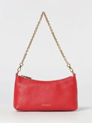 COCCINELLE Metallic Leather Shoulder Bag - Red