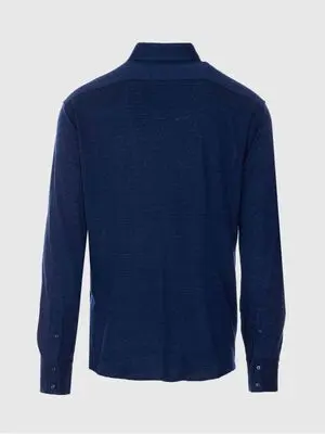 Brunello Cucinelli Shirt In Cotton And Linen - Navy