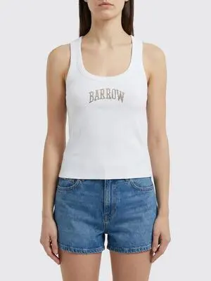 BARROW Cotton Tank Top With Print - White