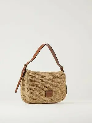 Staud Woven Raffia Shoulder Bag With Buckle Detail
