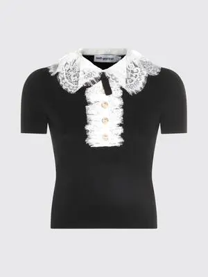 SELF-PORTRAIT Short-sleeved Wool Top With Lace Inserts