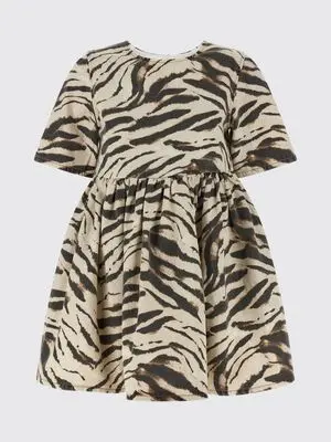 GANNI A-line Zebra Print Organic Cotton Mini Dress - Multicolor