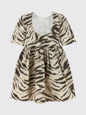 GANNI A-line Zebra Print Organic Cotton Mini Dress - Multicolor