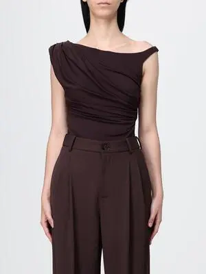 Elisabetta Franchi Elisabetta Franchi Draped One-Shoulder Bodysuit Cocoa
