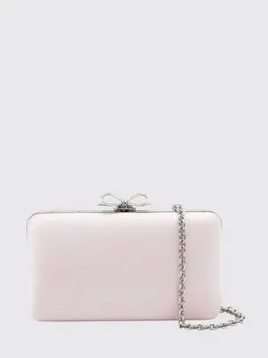 SELF-PORTRAIT Bow And Rhinestone Embellished Satin Mini Clutch - Pink