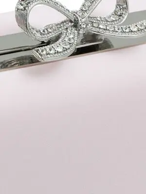 SELF-PORTRAIT Bow And Rhinestone Embellished Satin Mini Clutch