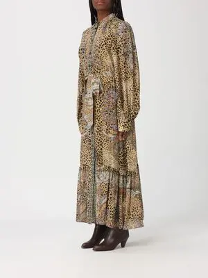 Etro Silk Maxi Dress With Animal And Paisley Print