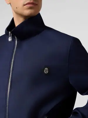 BILLIONAIRE Virgin Wool Bomber Jacket With Logo - Navy