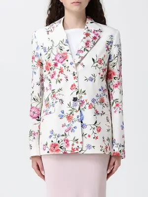 Liu Jo Single-breasted Floral Cotton Blazer - White