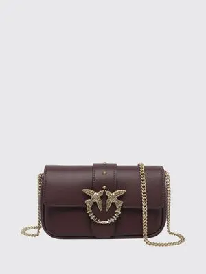 Pinko Love Bag Pocket Mini Crossbody Bag In Leather With Crystals And Studs - Red