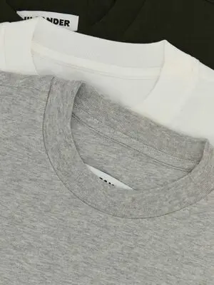 JIL SANDER Set Of Three Cotton T-shirts With Embroidered Logo - Grey