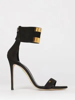 Elisabetta Franchi Suede Stiletto Sandals With Gold Tone Detailing