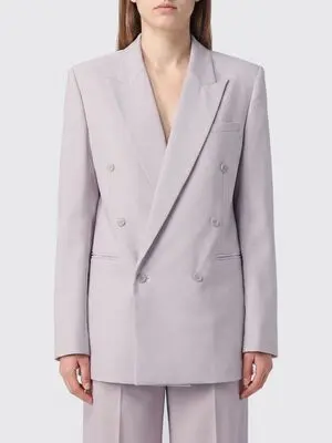 THE FRANKIE SHOP Cropped Double-breasted Wool-blend Blazer With Peak Lapels