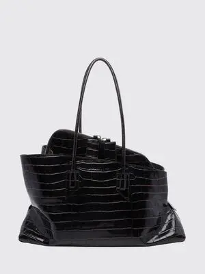 Attico La Passeggiata Croc-embossed Calfskin Shoulder Bag - Brown