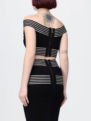 Elisabetta Franchi Cropped Fit Jersey Top - Black