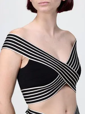 Elisabetta Franchi Cropped Fit Jersey Top - Black
