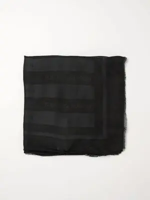Elisabetta Franchi Viscose Blend Scarf With Jacquard Logo - Black