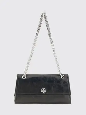 Tory Burch Tory Burch Kira Nappa Leather Shoulder Bag With Double T Logo And Chain Strap Black
