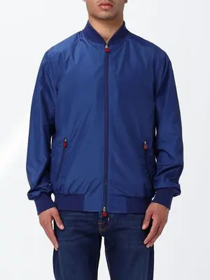 Kiton Stretch Technical Fabric Bomber Jacket With Zip Closure - Blue