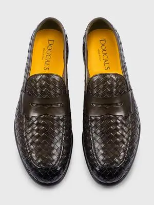 DOUCAL'S Woven Leather Loafers - Dark