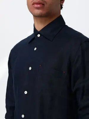 Kiton Long-sleeved Linen Shirt With Classic Pointed Collar