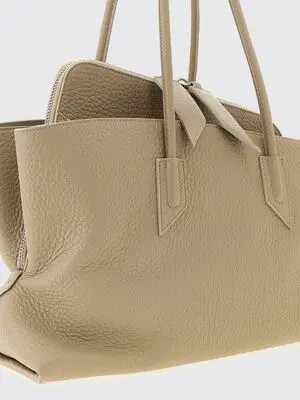 Attico Grainy Leather Top Handle Bag - Beige