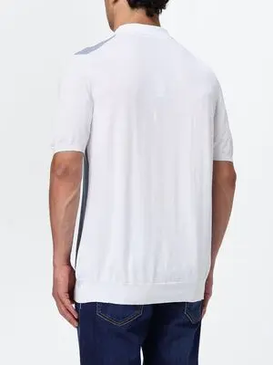 Kiton Bi Abstract Print Cotton Zip Polo With Short Sleeves